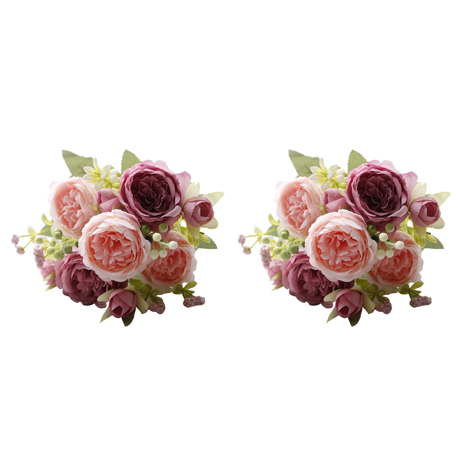 2Pcs Artificial Rose Flowers Decoration Pastoral Style Floral Scene ...