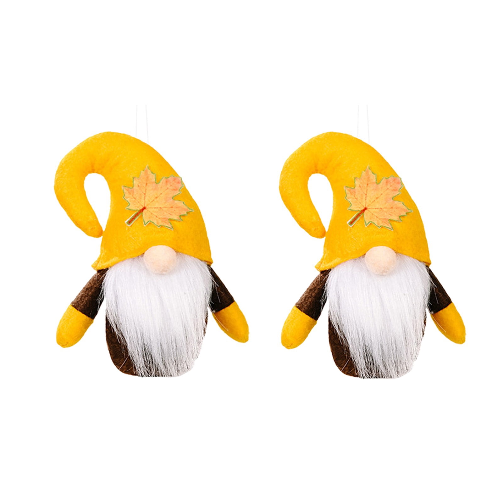 2Pcs Autumn Pumpkin Maple Leaf Gnome Dwarf Figurine - Hanging Ornament ...