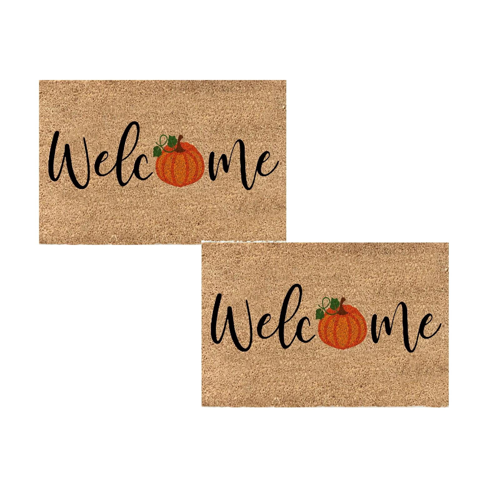 2Pcs Autumn Welcome Door Mat Pumpkin Floor Mat Fall Seasonal ...