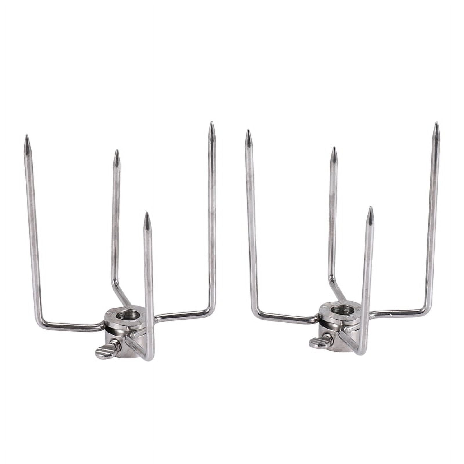 2Pcs BBQ Rotisserie Meat Forks Clamp Grill Meatpicks Stainless Steel ...