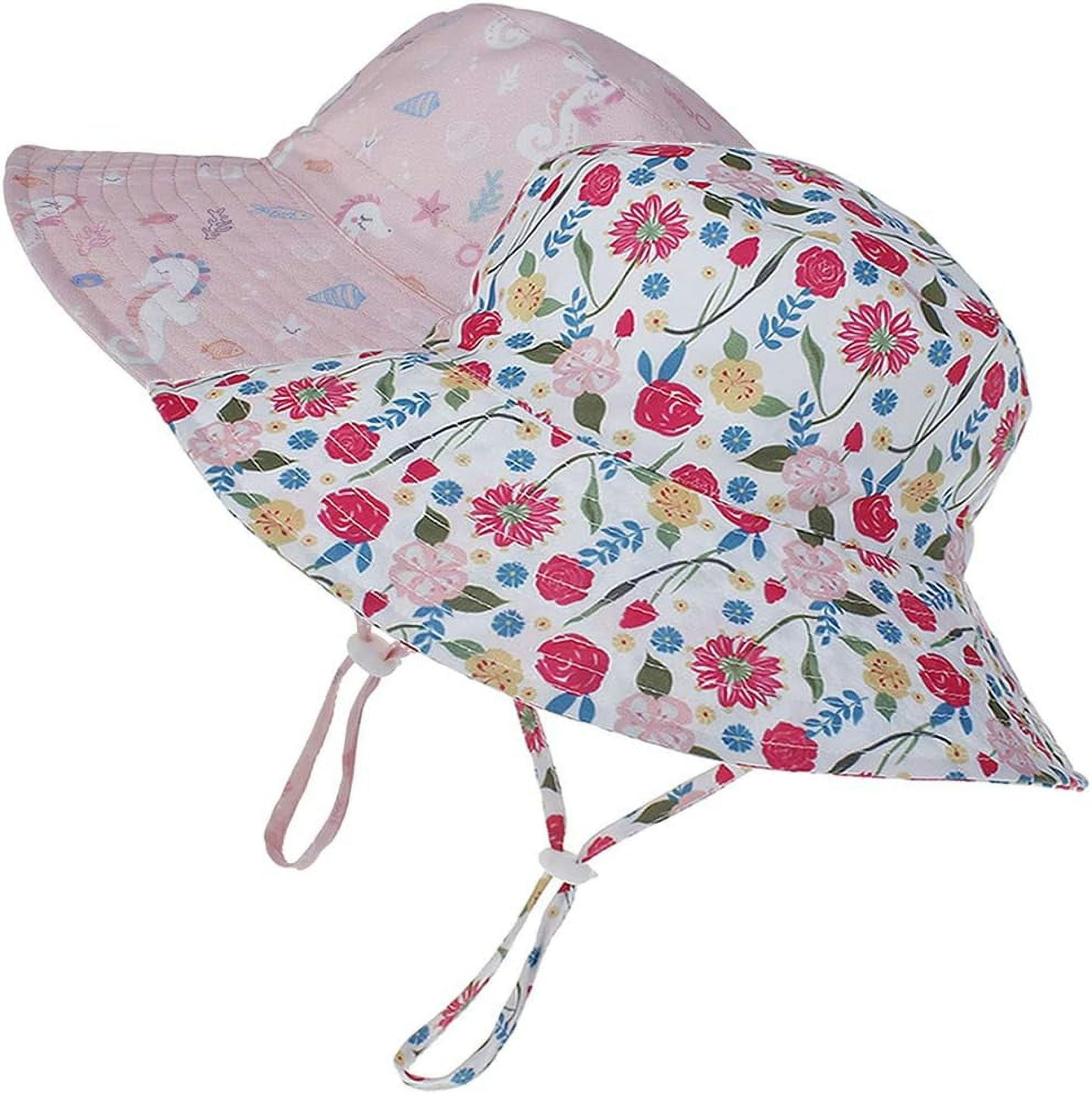 2Pcs Baby Sun Hat Toddler Summer UPF 50+ Baby Girl Bucket Hat Wide Brim ...