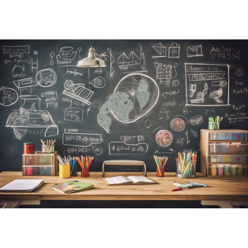 2Pcs Back To School Backdrop for Photography Children Black Blackboard ...