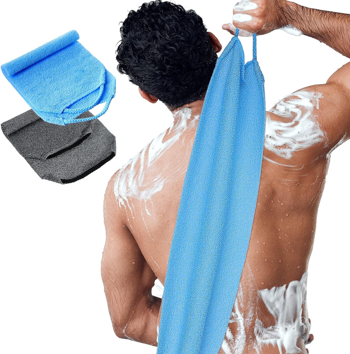 "ZDWQFA 2Pcs Back Scrubber for Shower, Exfoliating Nylon Washcloth, 20. ...