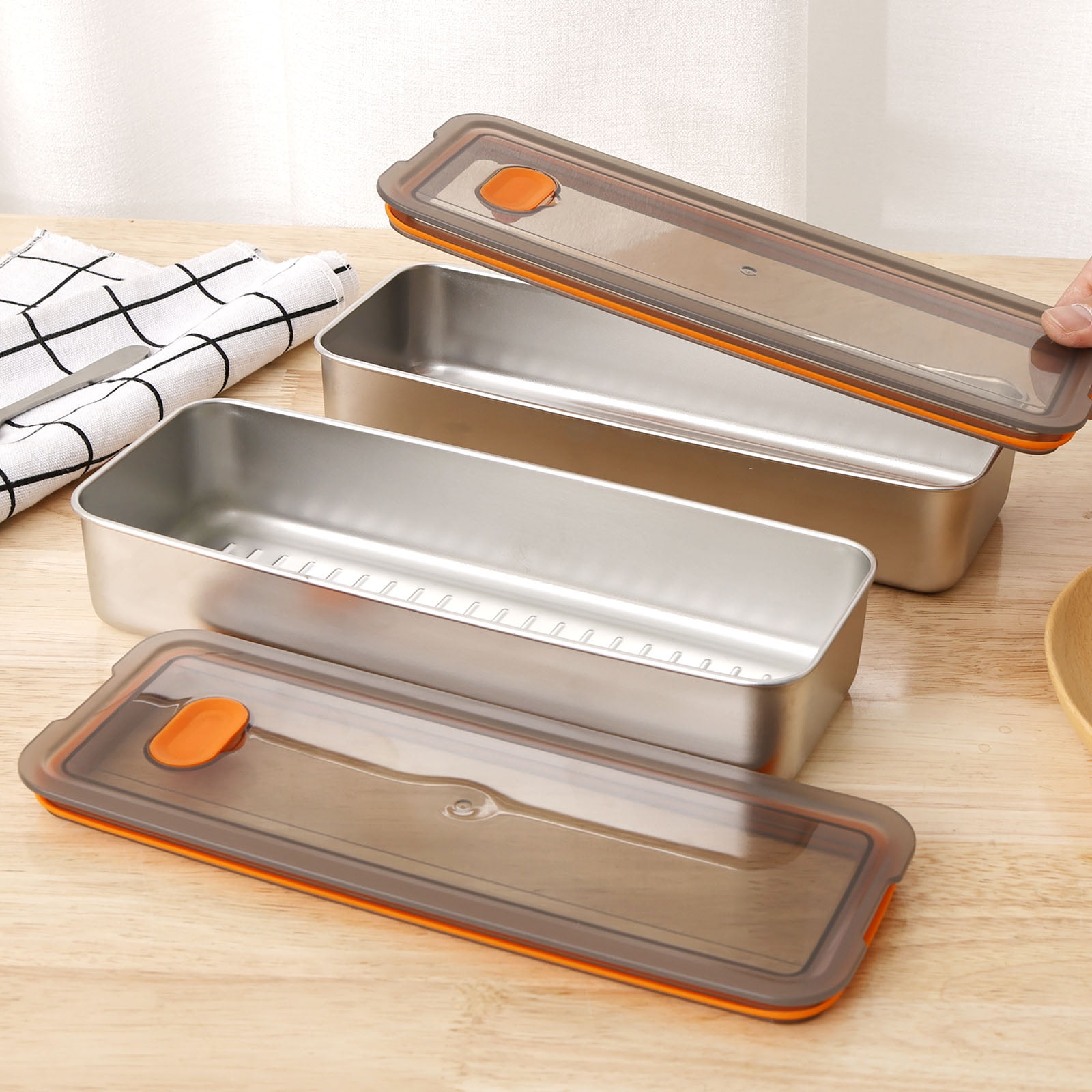 2Pcs Bacon Container for Refrigerator Stainless Steel Bacon Storage ...