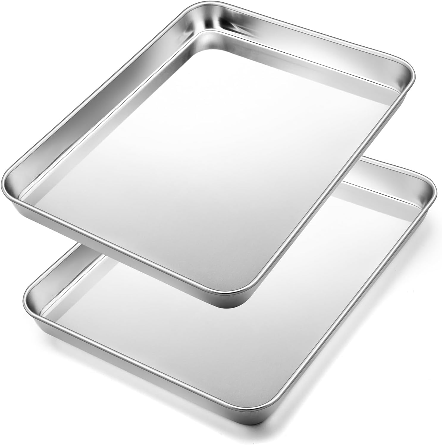 2Pcs Baking Sheet Pan Set, Stainless Steel Cookie Sheets, Commercial ...