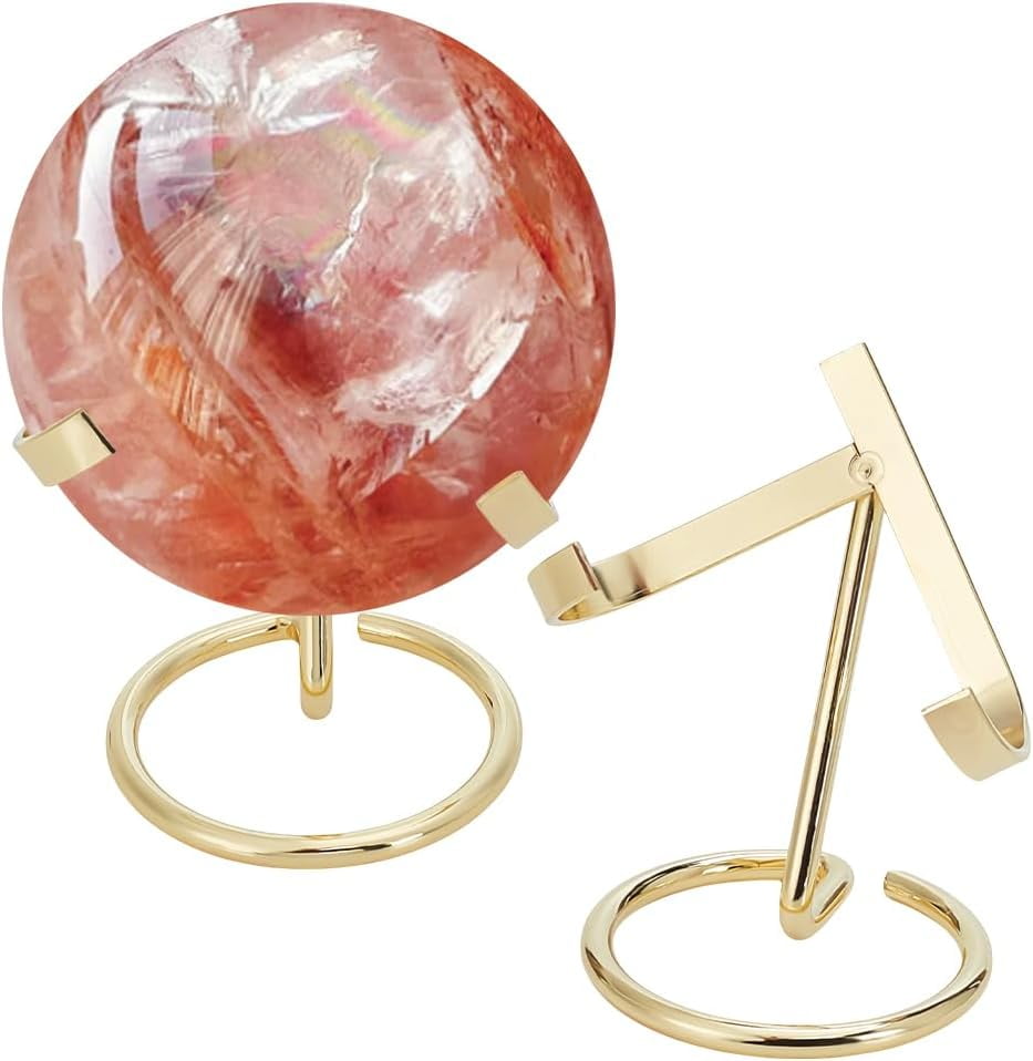 2Pcs Ball Holder Golden Iron Arms Display Stand Sphere Display Holder ...