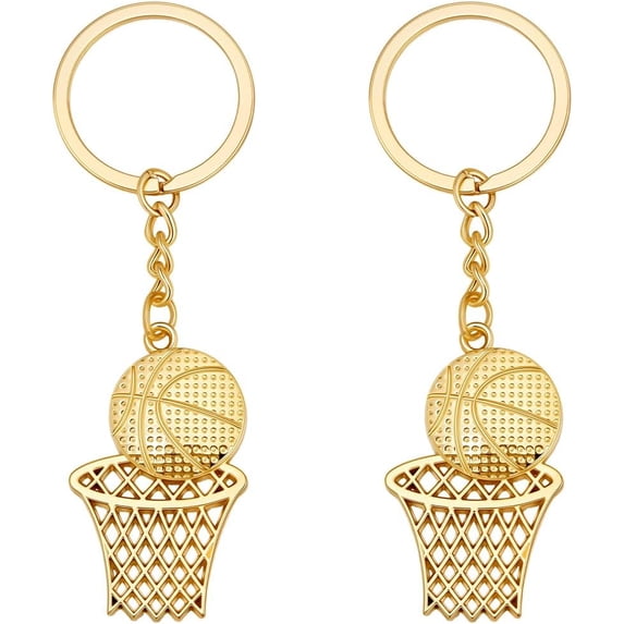2Pcs Basketball Alloy Pendant Keychains Golden 100mm for DIY - Walmart.com