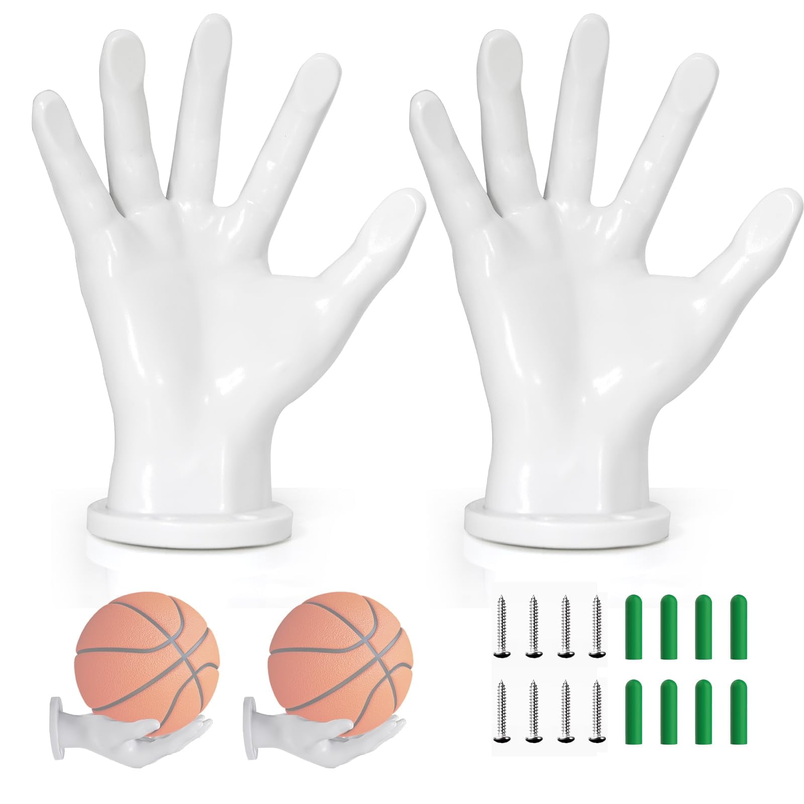 2Pcs Basketball Holder, Hand Sculpture Ball Holder Wall Mount Art Decor ...