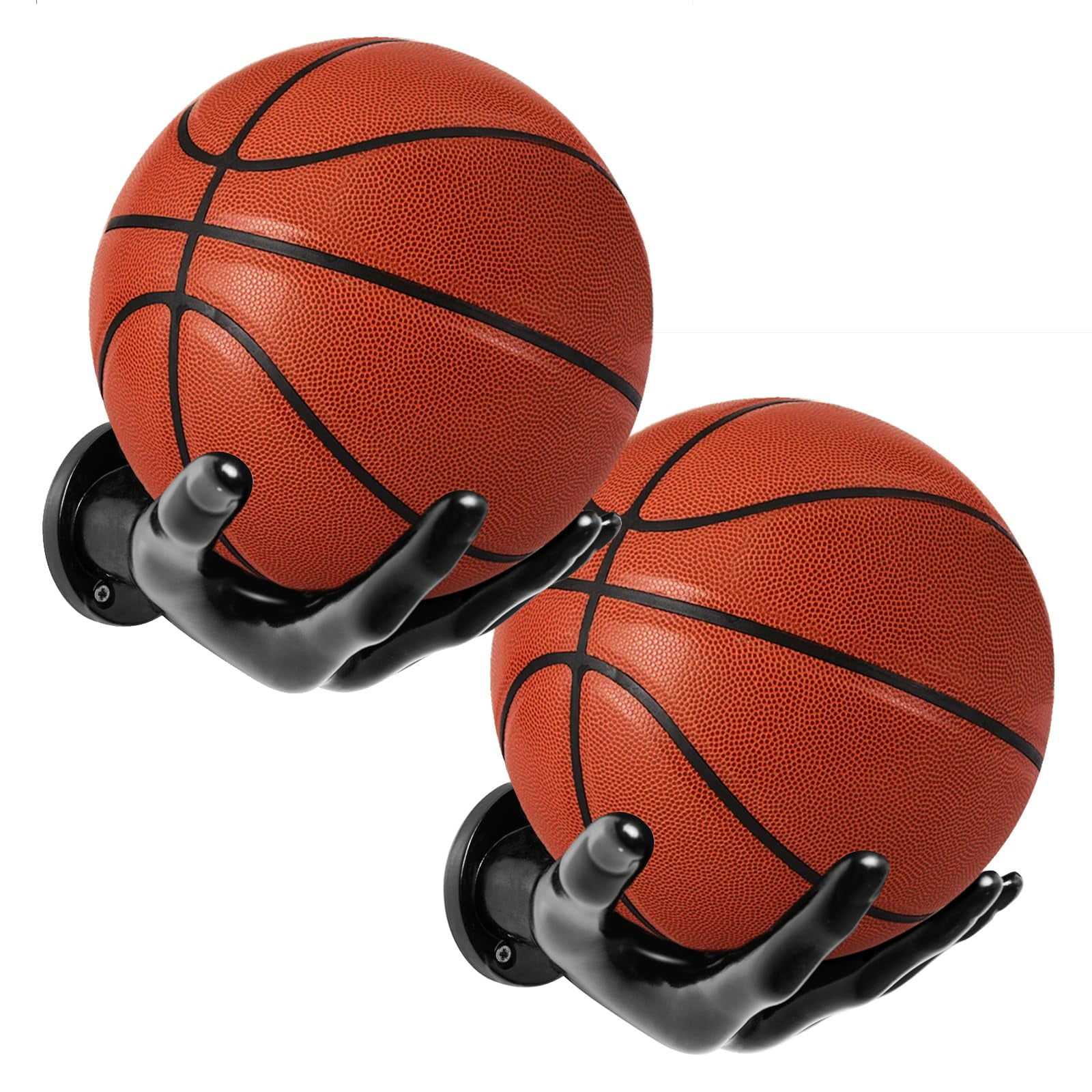 2Pcs Basketball Holder Wall Mount, Premium Hand-Shaped Ball Storage ...