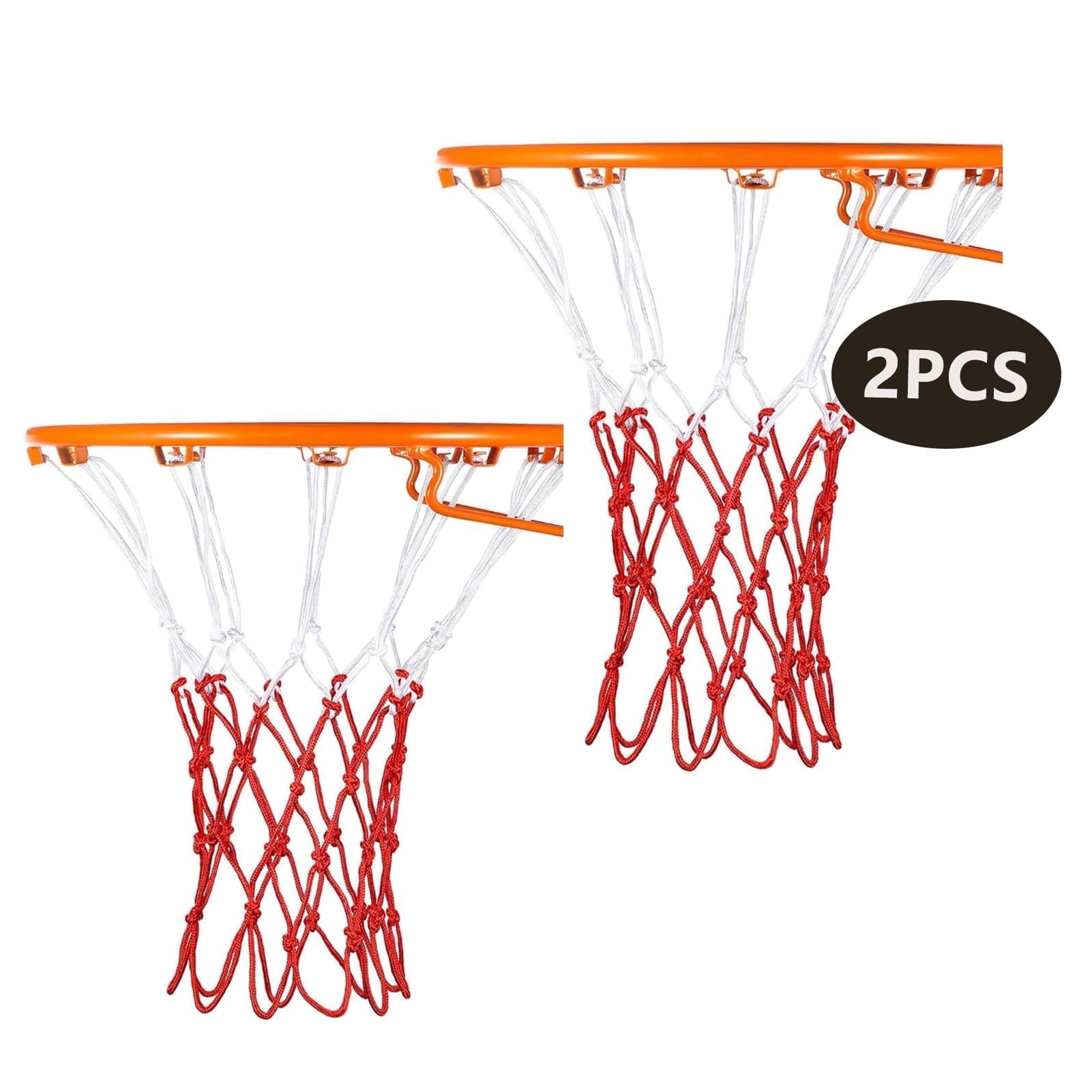 2Pcs Basketball Hoop Net Replacement,Heavy Duty 12 Loops White-Red ...