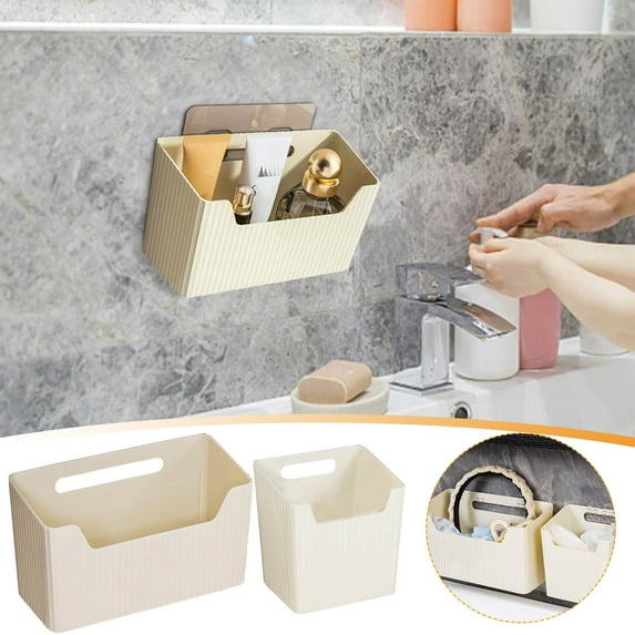 2Pcs Bathroom Organizer under $5! Kadlawus Wall Mounted Storage Box ...