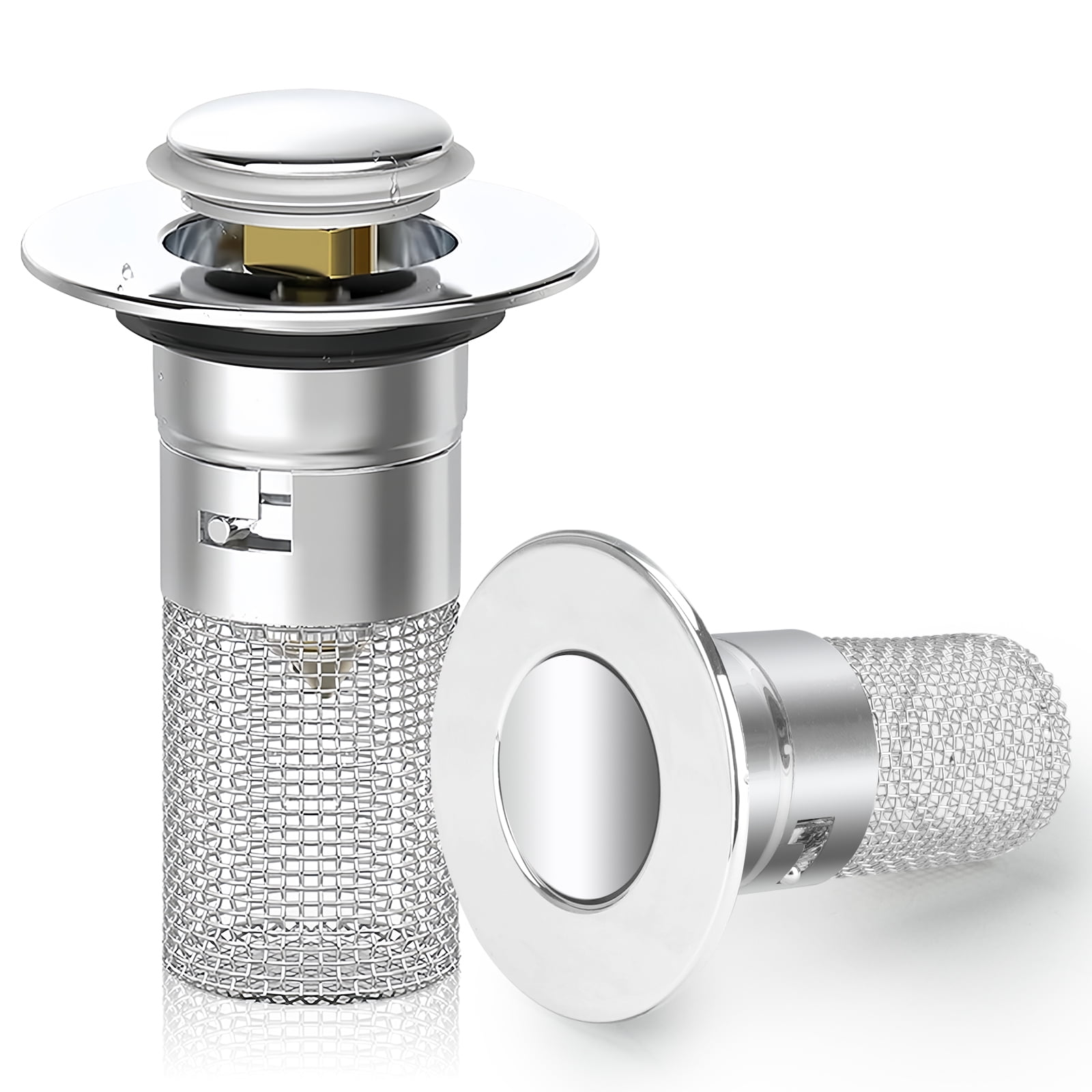 2Pcs Bathroom Sink Drain Strainer, Pop Up Sink Stopper with Removable ...