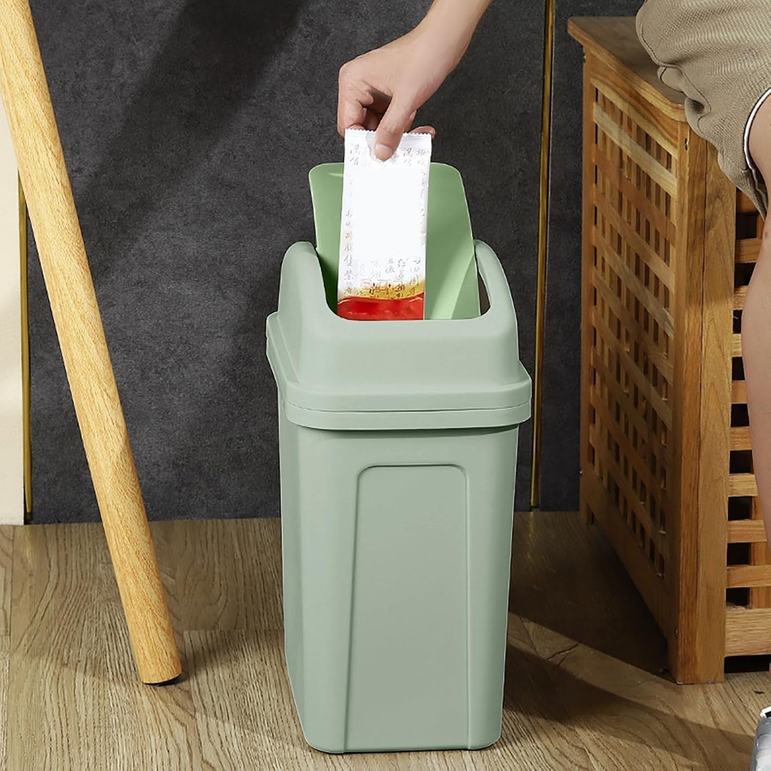 1 Pc Bathroom Trash Can with Swing Lid, Small Plastic Garbage Bin ...