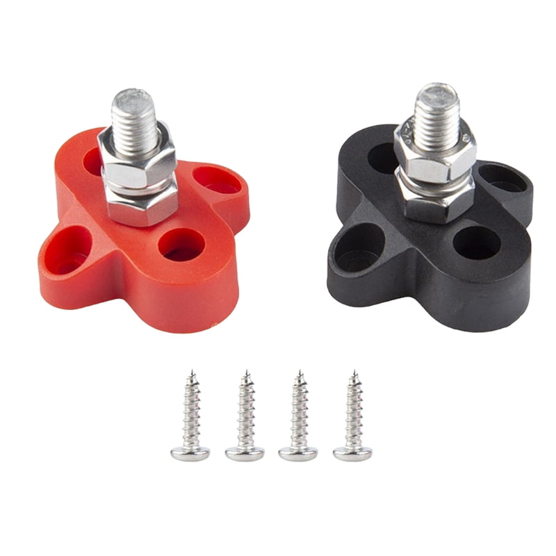 2Pcs Battery Power Distribution Terminal Block Single/ Dual Studs 48V Bus Bar Dual Terminal ...