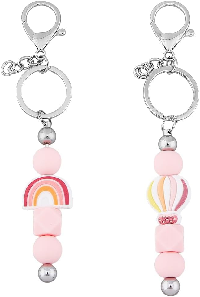 2Pcs Beadable Keychain Bars with Silicone Beads DIY Keychain Making Kit ...