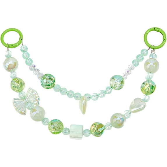 2Pcs Beaded Purse Chain Bulk Green Plastic Bowknot Heart Cube Round ...