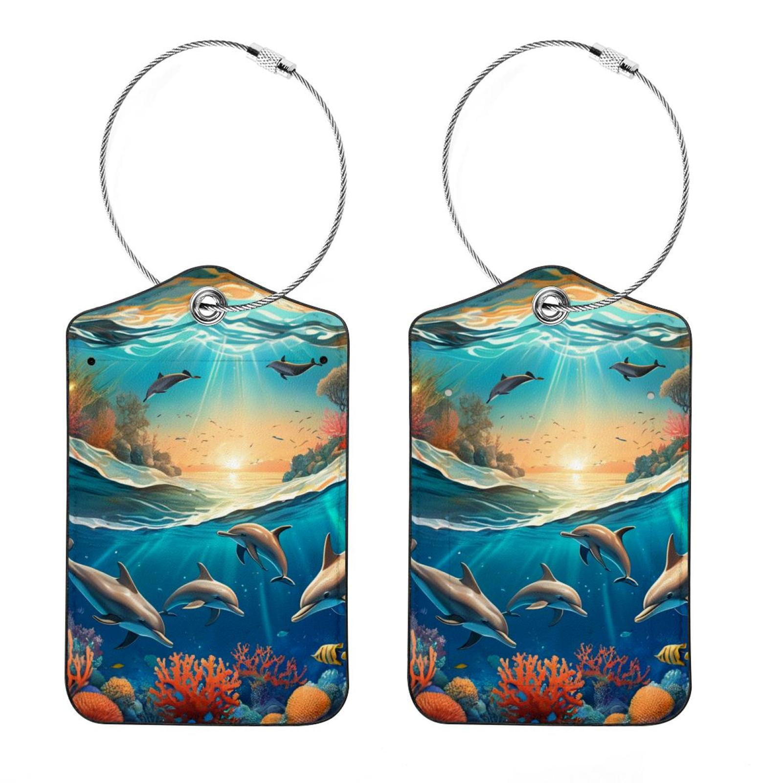 2Pcs Beautiful Luggage Tags, Metal Loop Lock Baggage Tags with Privacy ...