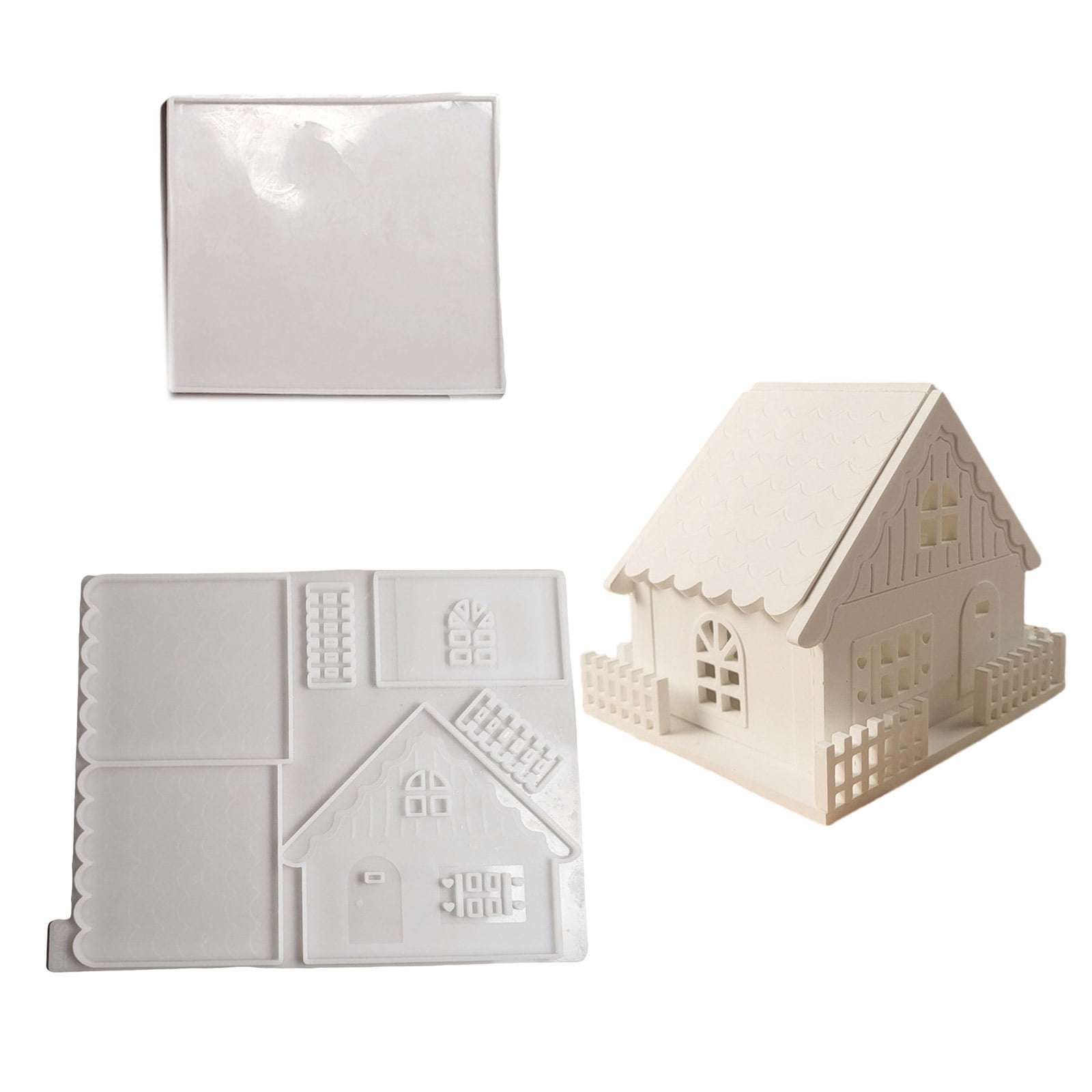 2Pcs Beautiful Snow House Decorations Mold Silicone House Mould Set For ...