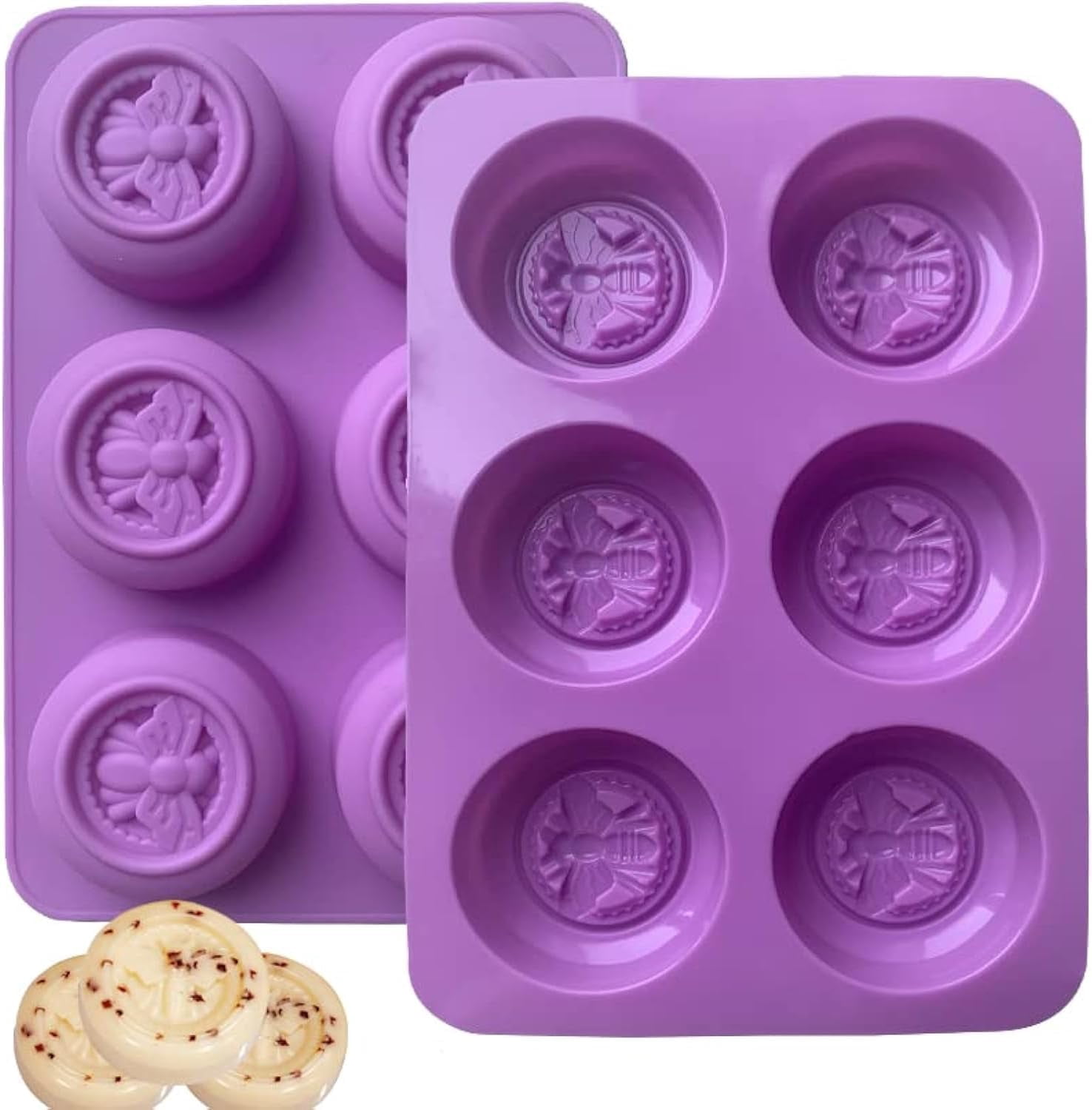 2Pcs Bee Silicone Molds Round Honeybee Silicone Mold for Making ...