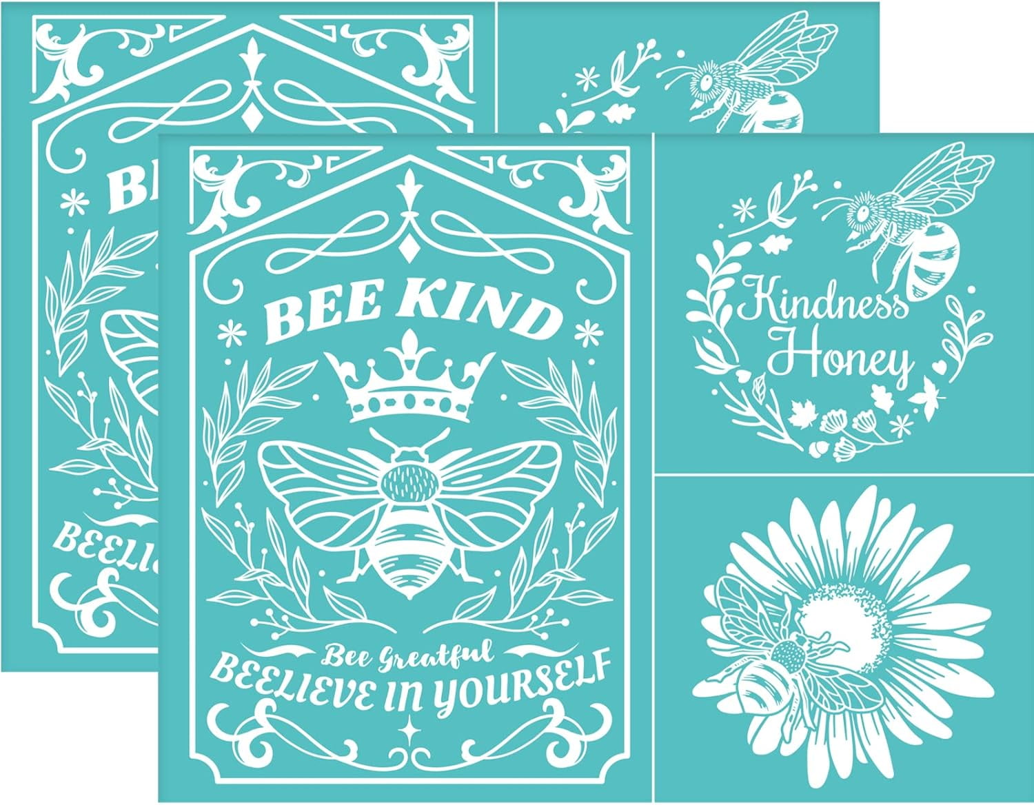 2Pcs Bee Theme Self-Adhesive Silk Screen Printing Stencil 11x8.6 Inch ...