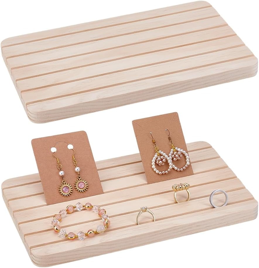 2Pcs Beech Display Card Slotted Display Stands for Jewelry Display ...