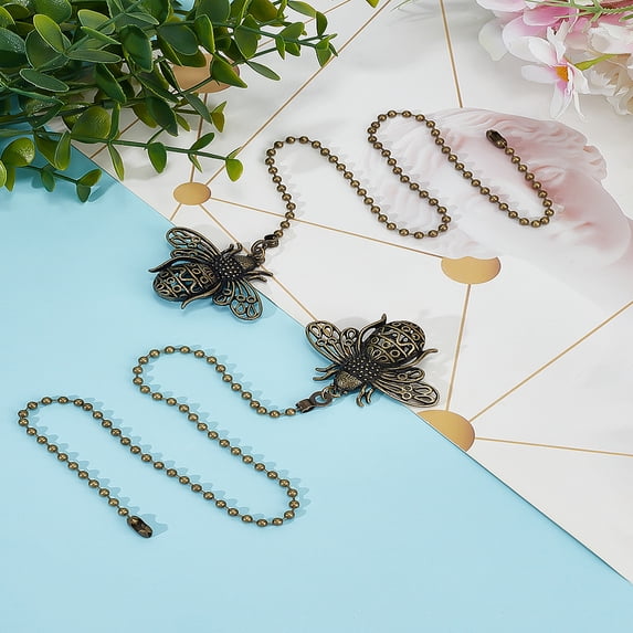 2Pcs Bees Alloy Charms Ceiling Fan Pull Chain Extenders with Iron Ball ...