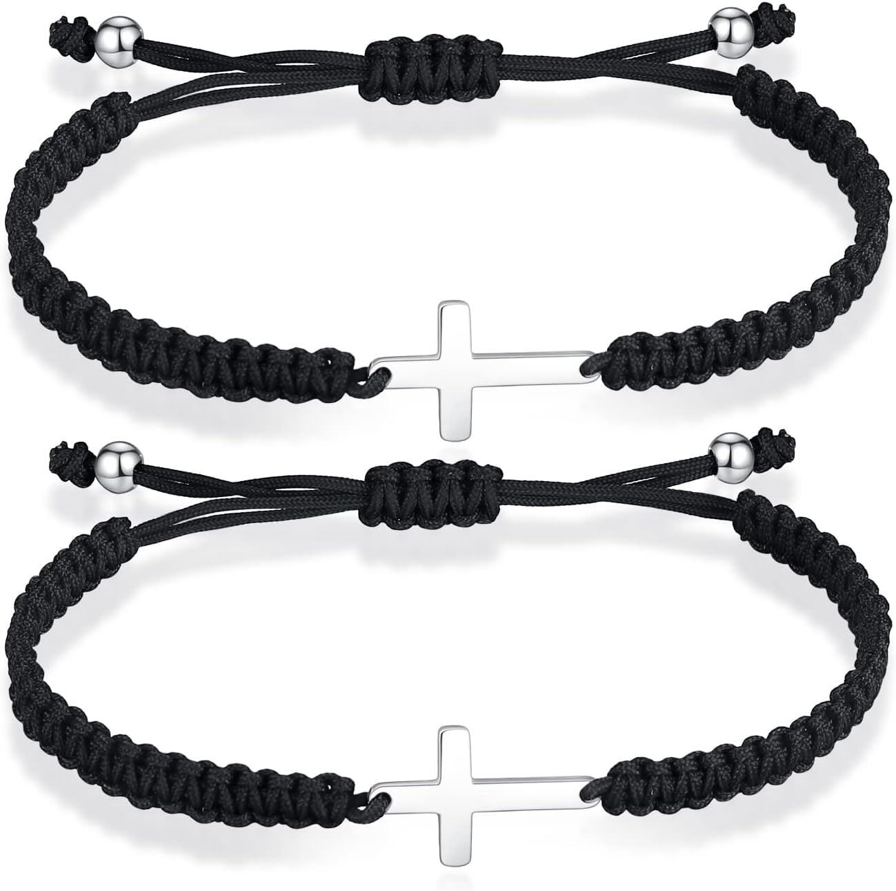 2Pcs Best Premium Hand-Forged Matching Cross Braided Bracelets for Men ...