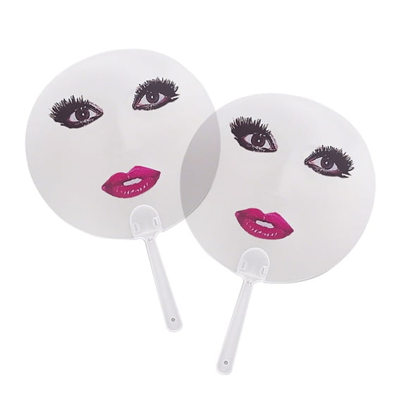 2Pcs Big Eye and Red Lip Handheld Fan Photo Props Funny Round Fan for ...