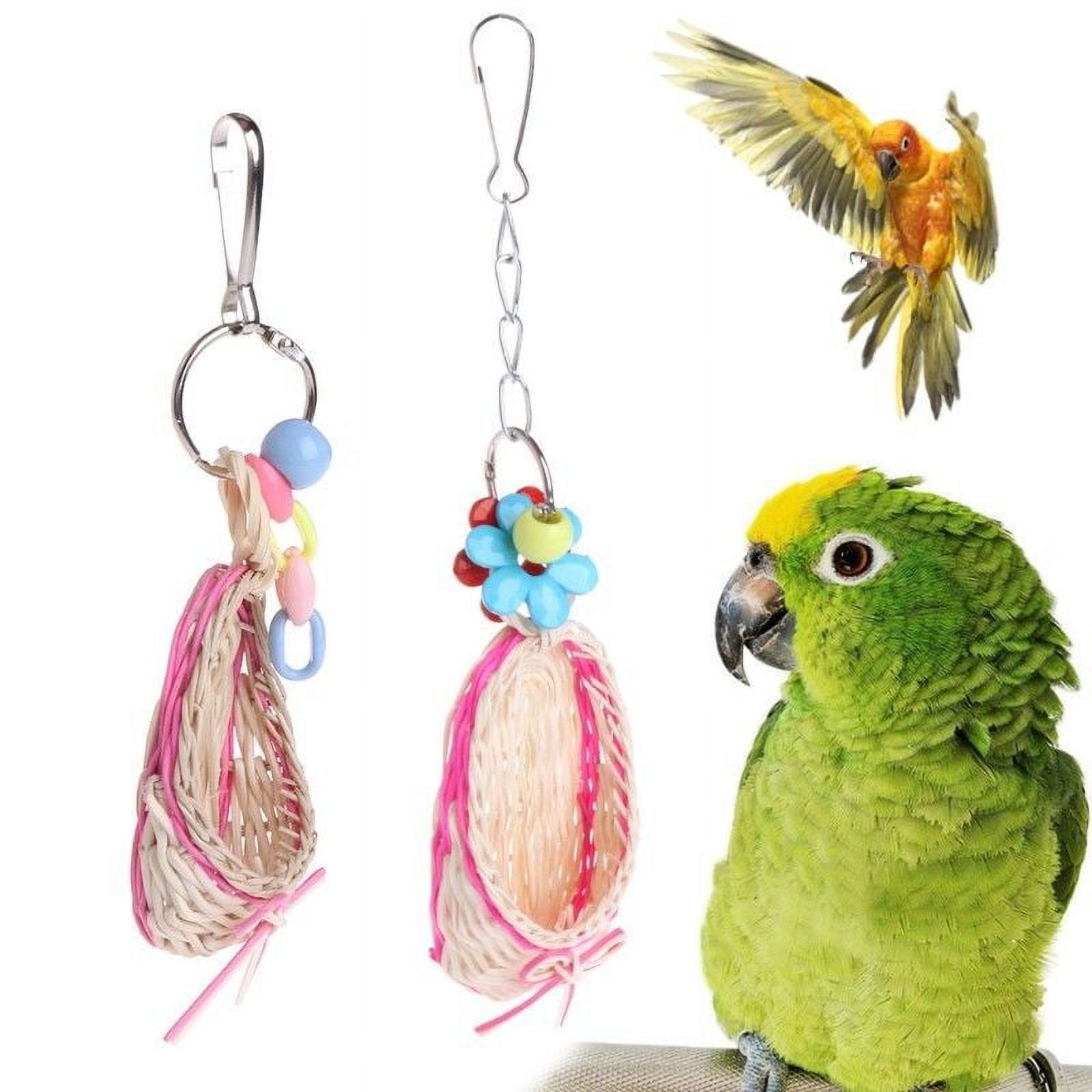 2Pcs Bird Hanging Straw Sandals Toys Parrot Toys Bird Chewing Toys for ...