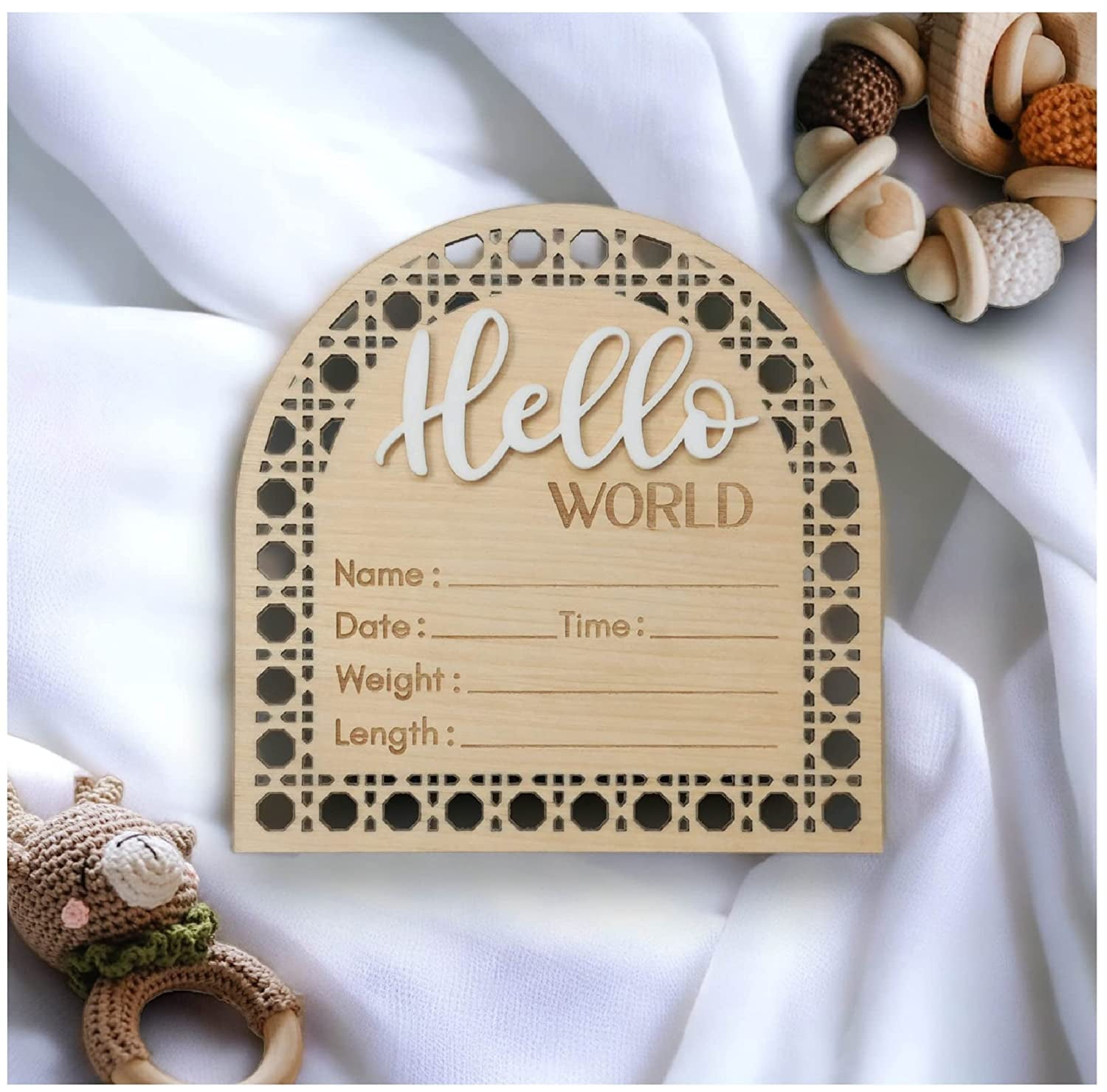 2Pcs Birth Announcement Sign Wooden Baby Announcement Sign Newborn Name ...