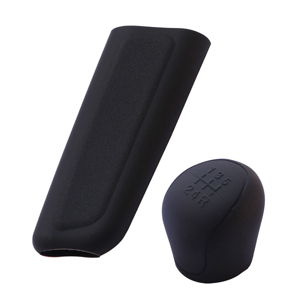 2Pcs Black 5 Speed Car Gear Shift Knob And Hand Brake Cover Sleeve ...