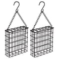 2Pcs Black Bird Feeder Metal Outdoor Suet Cake Cage Wildbird Feeding ...