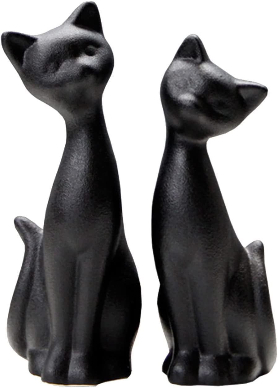 2Pcs Black Cat Statue, Home Decor Mini Cat Figurines, Room Decor Matt ...
