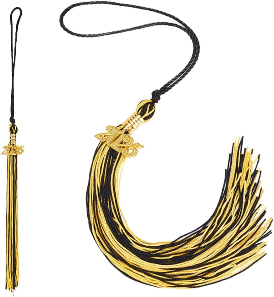 2Pcs Black Gold Graduation Tassel 2025 Tassels for Bachelor Caps with ...