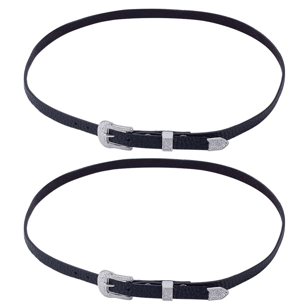 2Pcs Black Leather Hat Band Adjustable DIY Hat Accessories Strap Hats ...