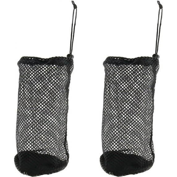 2Pcs Black Nylon Mesh Golf Pouch, Drawstring Storage Bag, Holds 48-56 ...