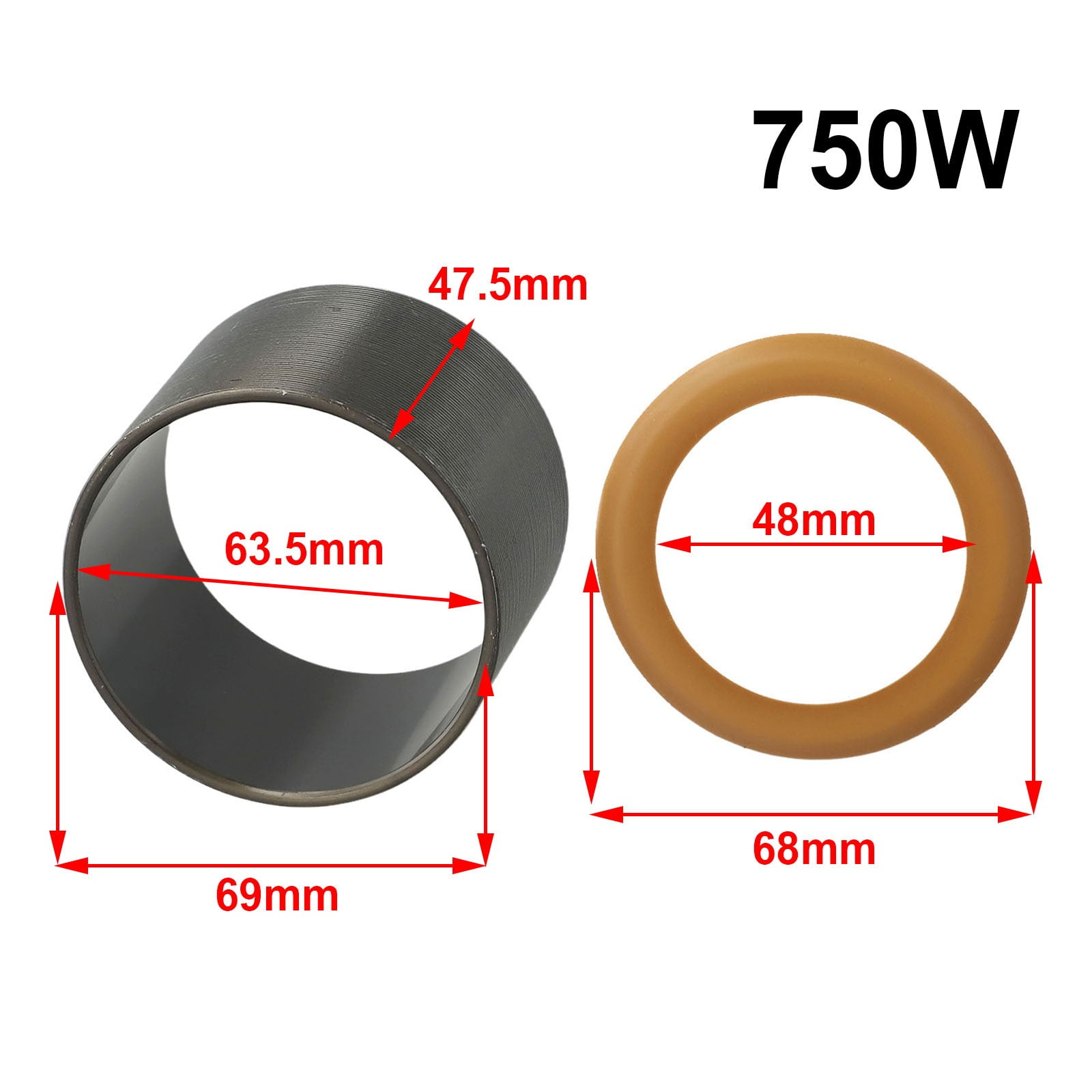 2Pcs Black Oil-Free Mute Air Compressor Cylinder Sleeve Piston Cylinder ...