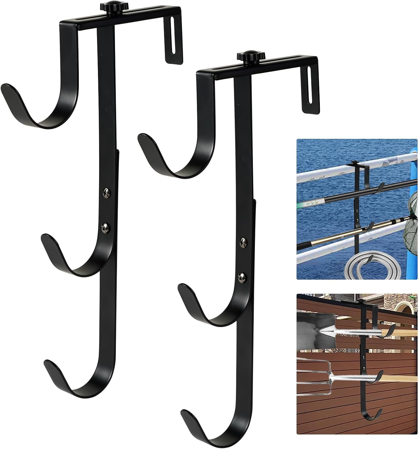 2Pcs Black Pool Pole Hangers, Adjustable Heavy Duty Swimming Pool Fence ...