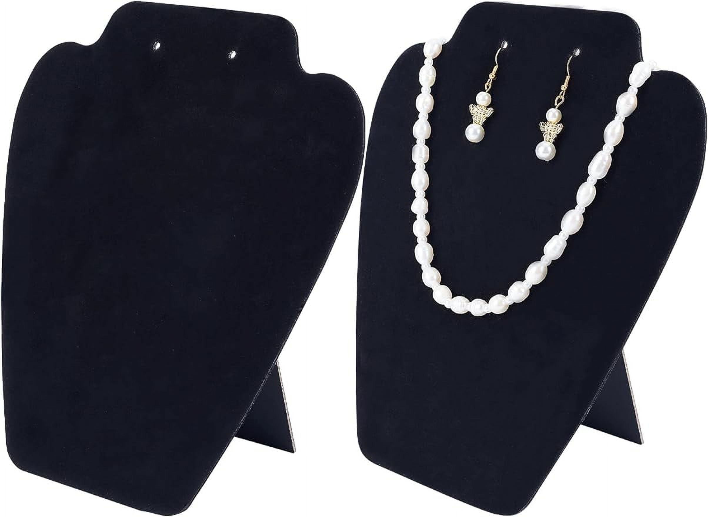 2Pcs Black Velvet Jewelry Necklace Earrings Display Stand 8.3inch ...