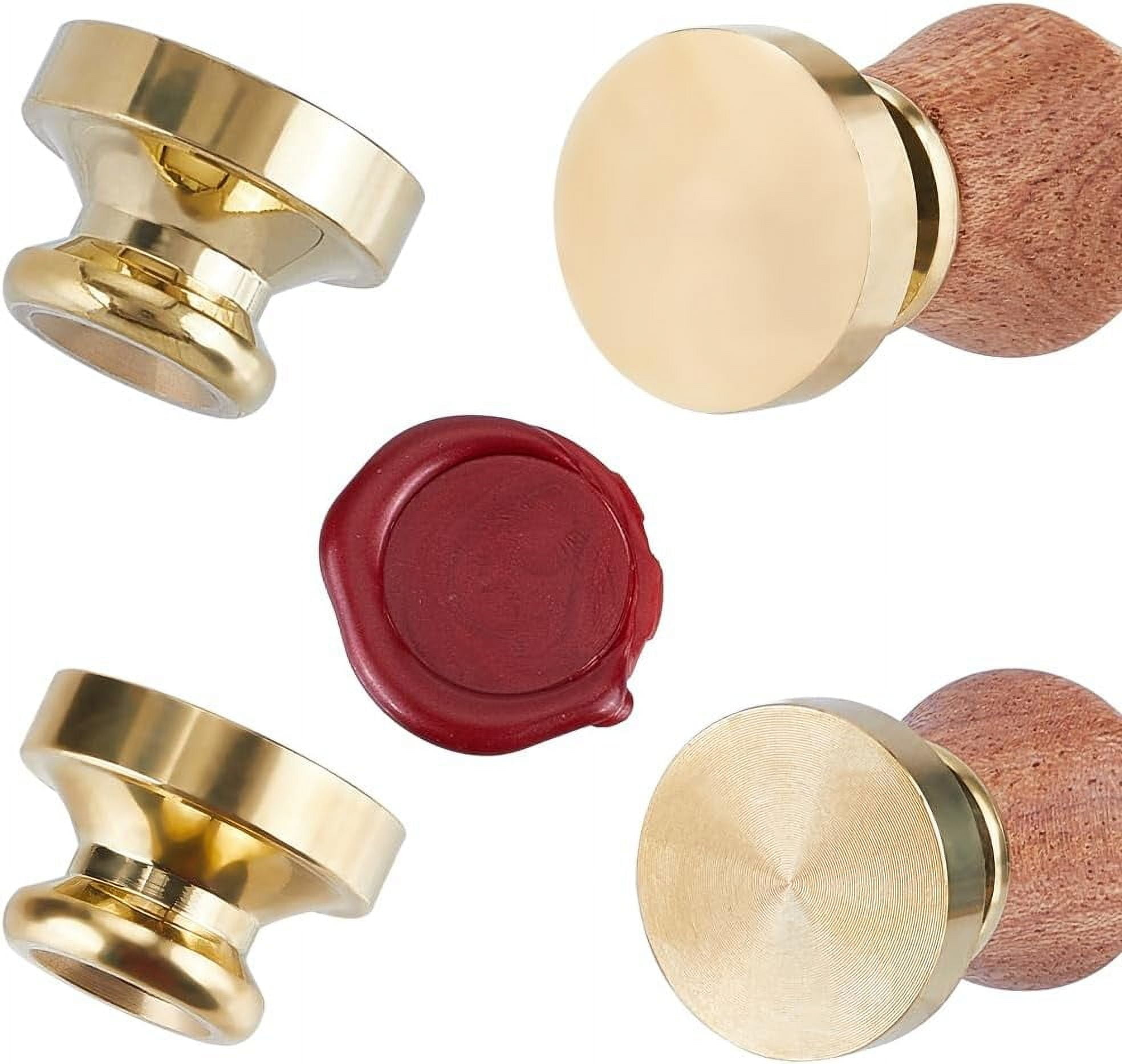 2Pcs Blank Wax Seal Stamp Set Round Vintage Removable Brass Head Wood ...
