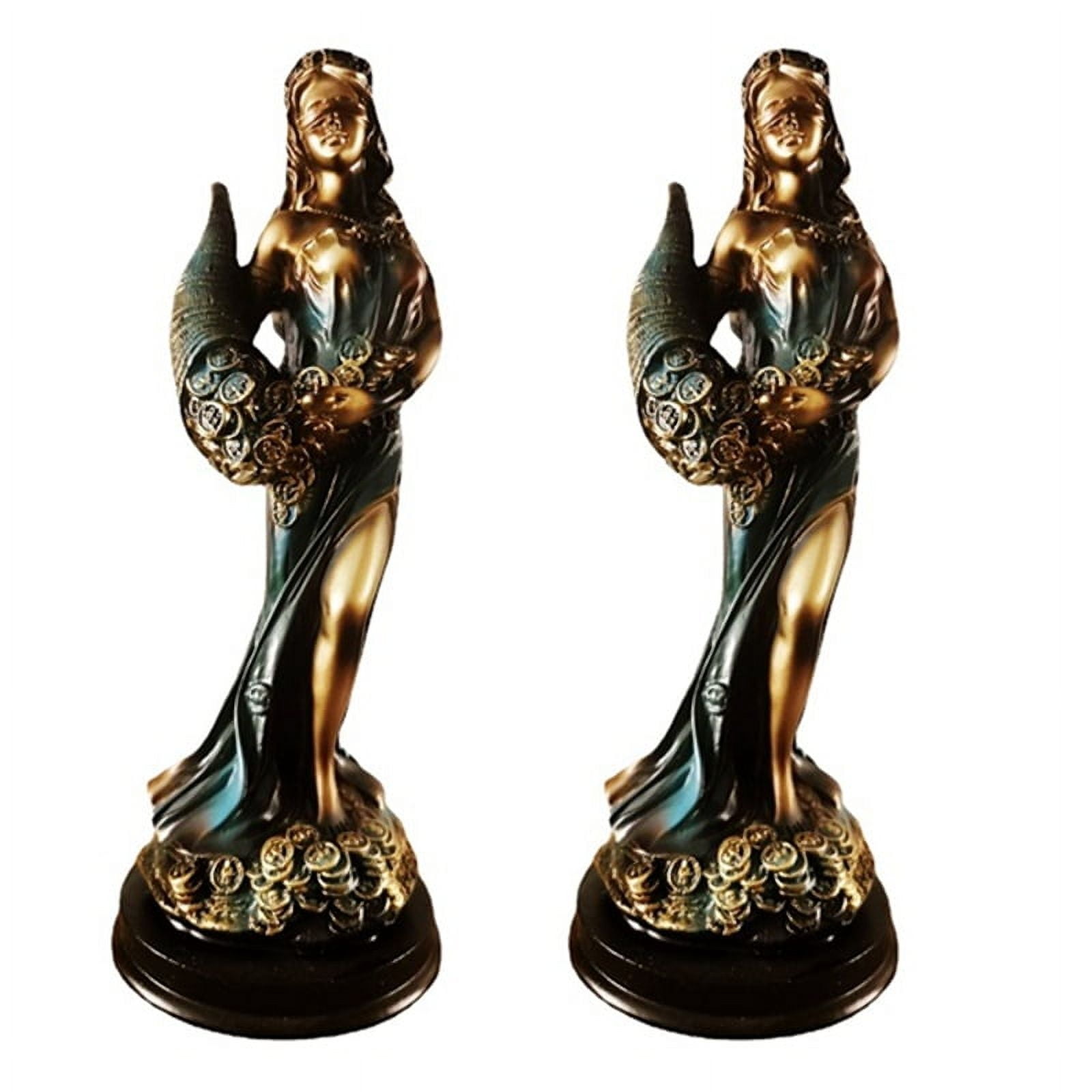 2Pcs Blindfolded Fortuna Statue Ancient Greek Roman Goddess of Fortune ...