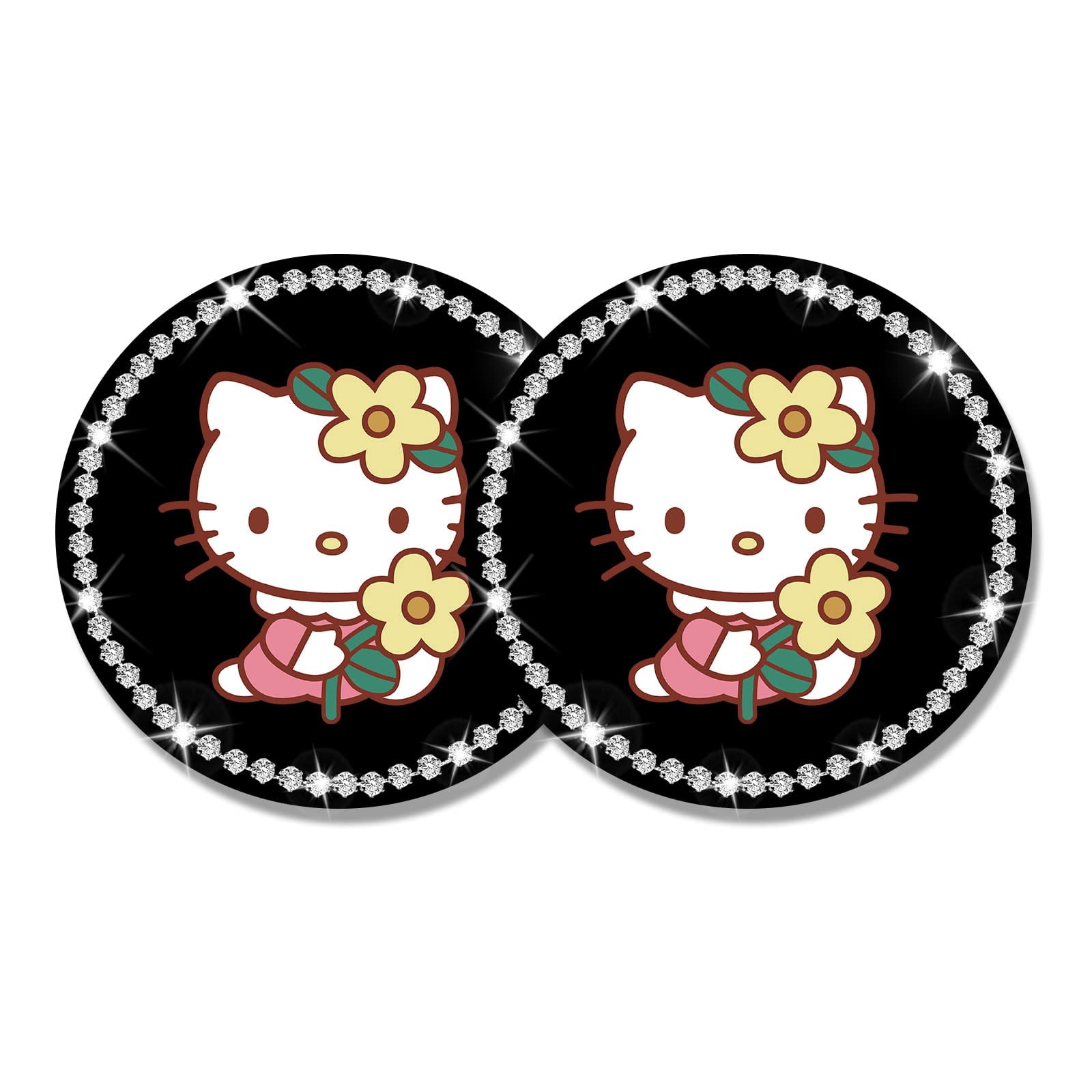 2Pcs Bling Car Cup Coaster, 2.75 Inch Cute Universal Silicone Non-Slip ...