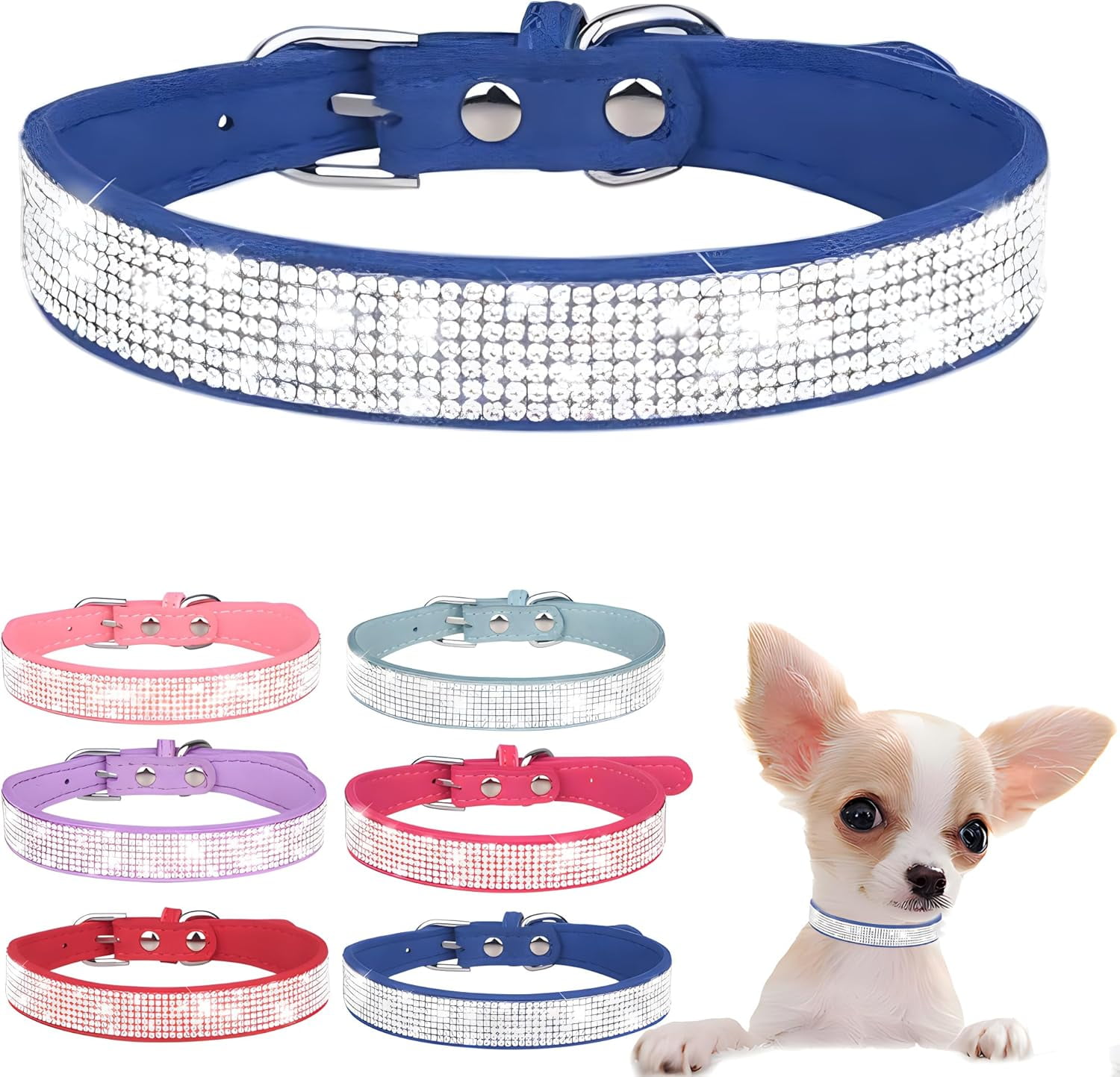 2Pcs Bling Cat Collar, Rhinestone Dog Collars Girl Diamond Puppy Collar ...