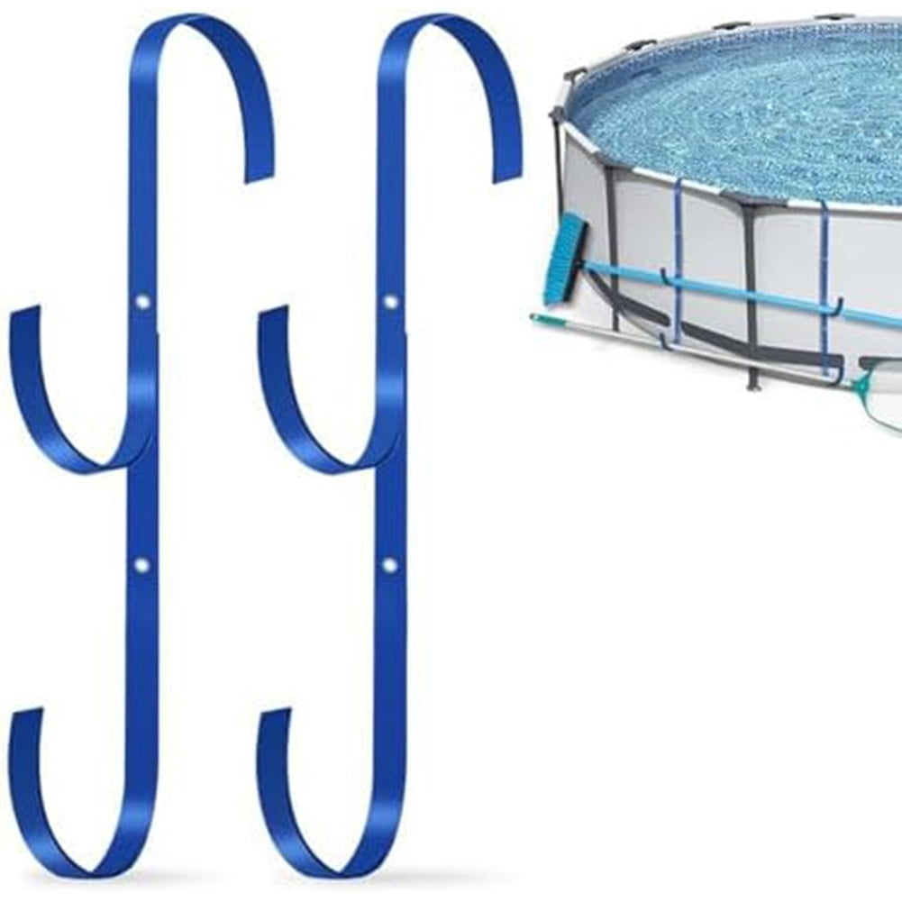 2Pcs Blue Pool Pole Hooks Pool Fence Hooks Pool Side Pool Leaf Skimmer ...