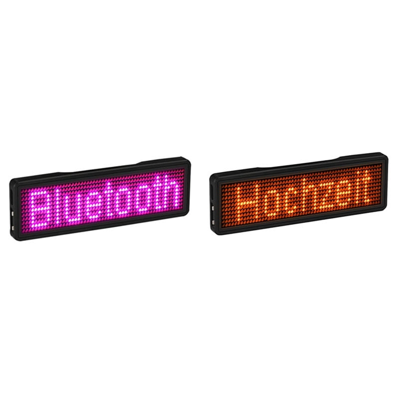 2Pcs Bluetooth LED Name Badge Rechargeable Light Sign Programmable ...