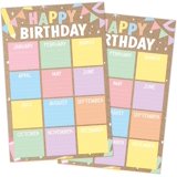2Pcs Boho Confetti Happy Birthday Chart Poster Set Class Confetti ...