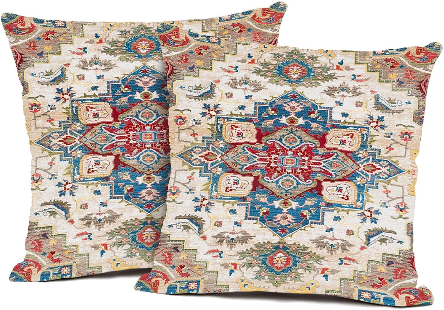 2Pcs Boho Persian Turkish Decorative Throw Pillow Cover, Vintage Print ...