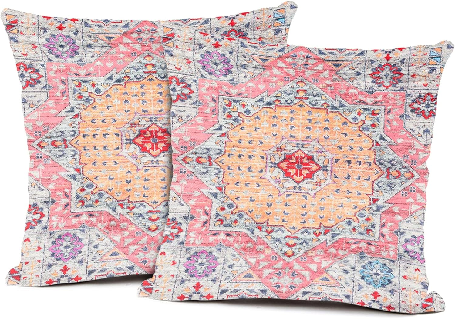 2Pcs Boho Persian Turkish Throw Pillow Covers - 18 x 18 Inches ...