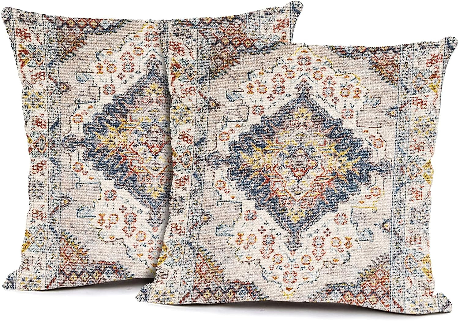 2Pcs Boho Style Throw Pillow Cover Ethnic Design Pattern Linen Persian ...
