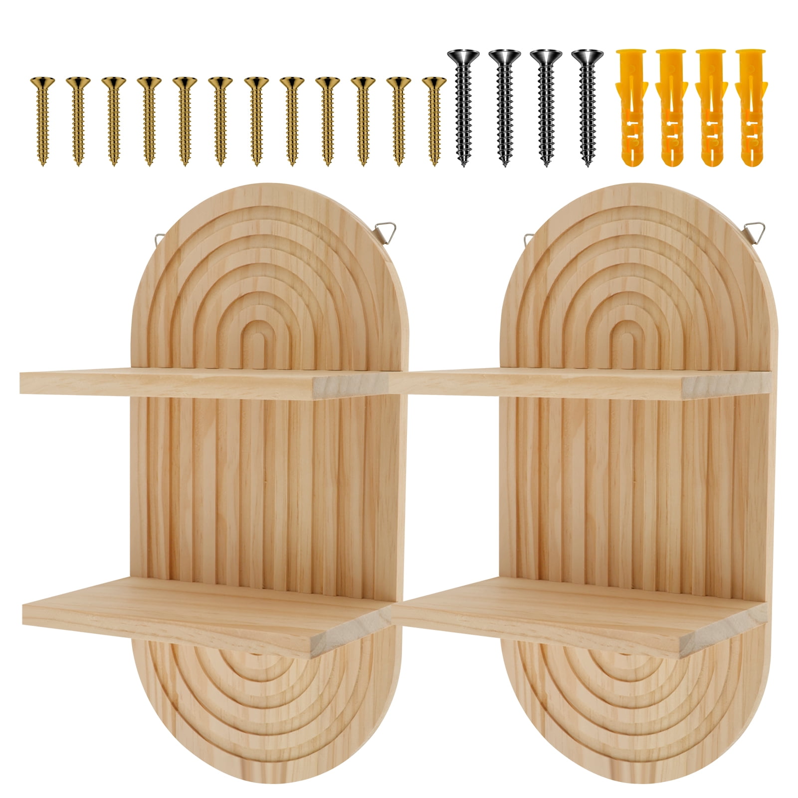 2Pcs Boho Wooden Sun Rainbow Wall Shelve Single/Double Layer Decorative ...